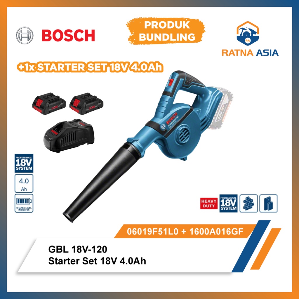 Jual Mesin Blower Cordless Bosch GBL 18V-120 + Starter Set 18V 4.0Ah ...