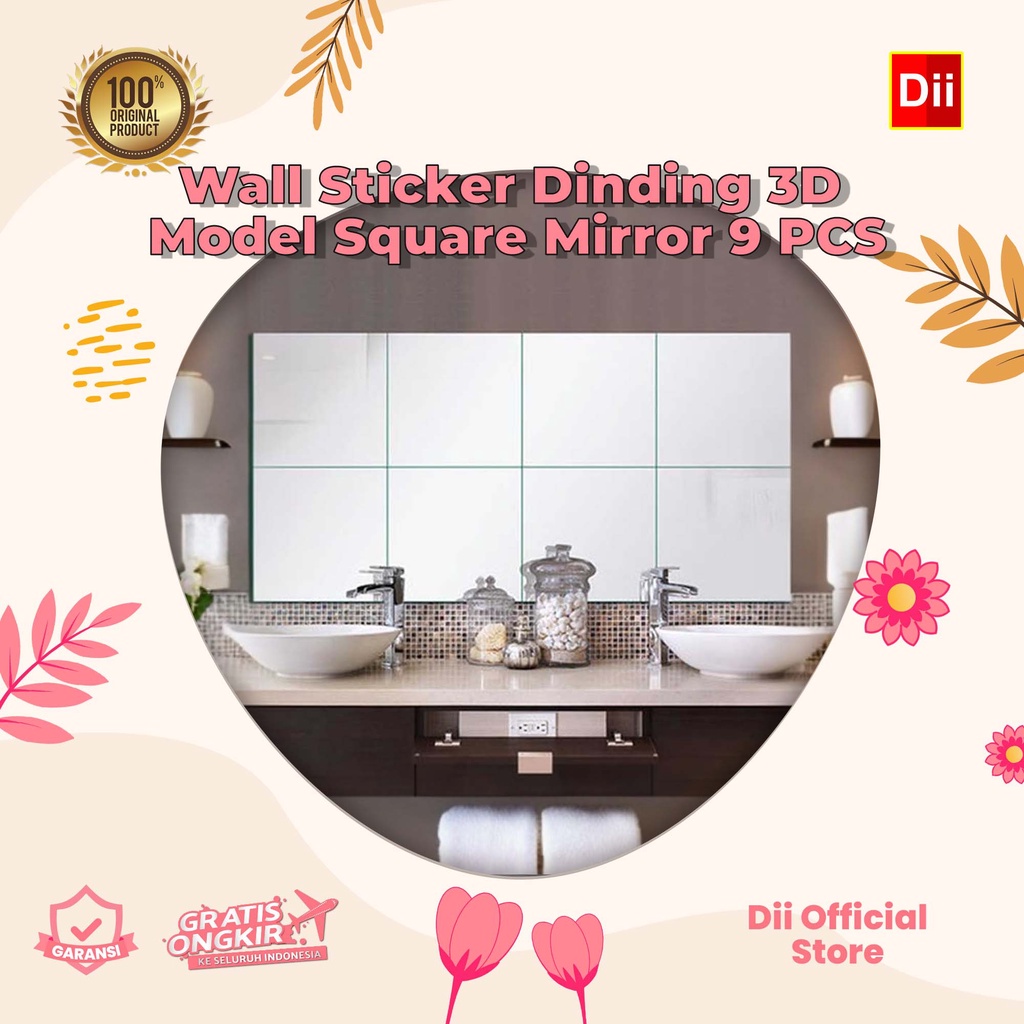 Jual Stiker Dekorasi Dinding 3D Fender Wall Model Square Mirror 9 PCS - Q353 Jadikan dinding ...