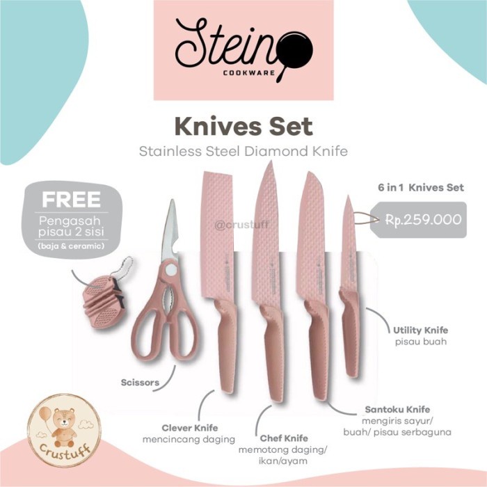 Jual pisau set Stein Cookware Diamond Knife Set (Pisau Dapur) | Shopee ...