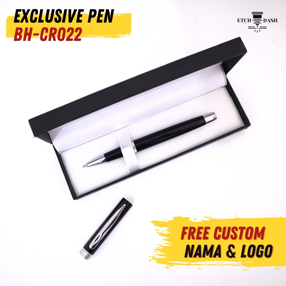 Jual Pulpen Metal Eksklusif + Box Hitam Free Custom Souvenir Perusahaan ...