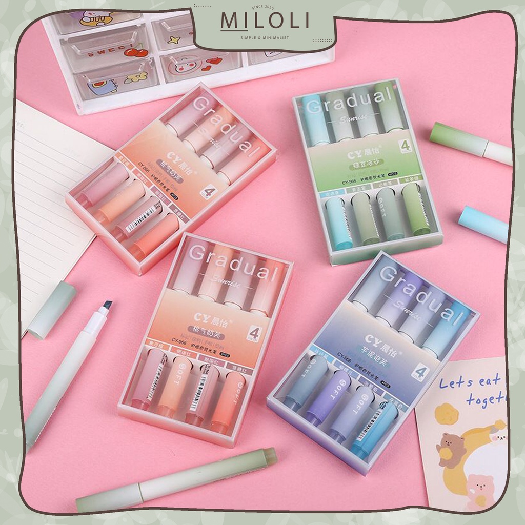 Jual [MILOLI] 1Set PENA HIGHLIGHTER GRADUAL SUNRISE Pastel Colour Pen ...