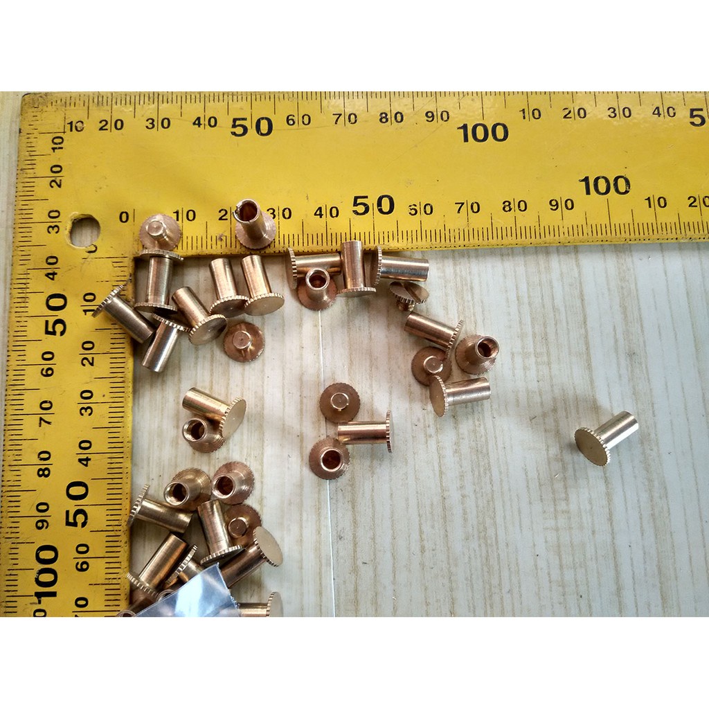 Jual Baut Jilid buku 10 mm (obeng minus) kuningan gerigi | Shopee Indonesia
