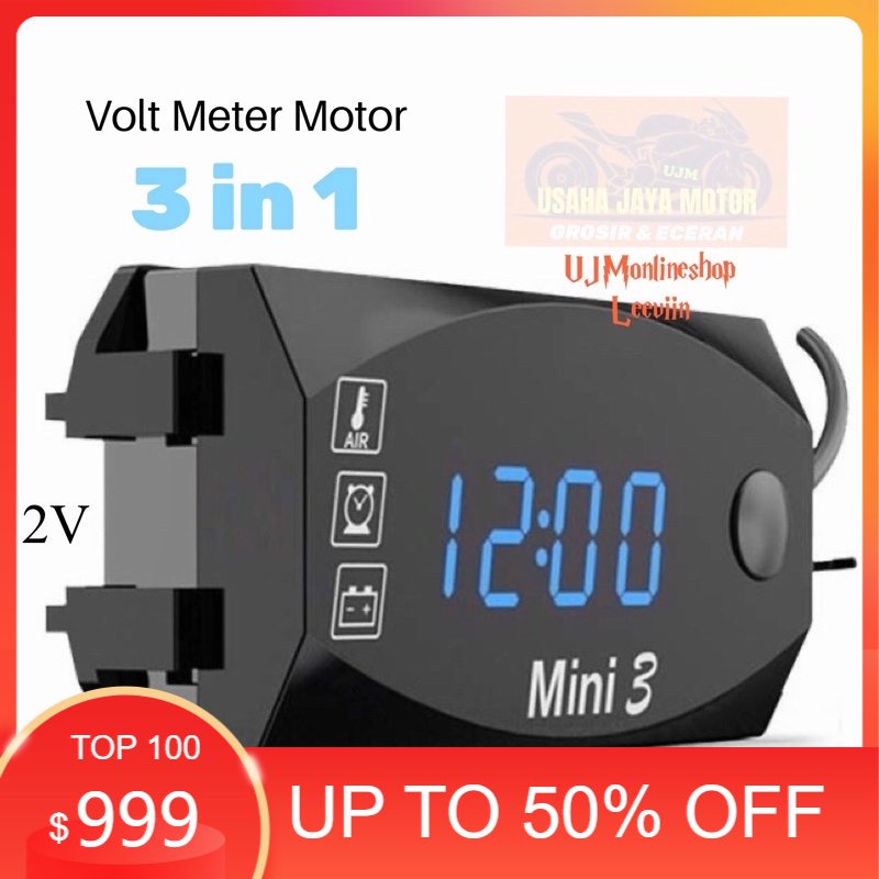 Jual jual Voltmeter Volt Meter ACCU Aki 3 in 1 Mini 3 12V Universal Semua Motor Bisa | Shopee ...