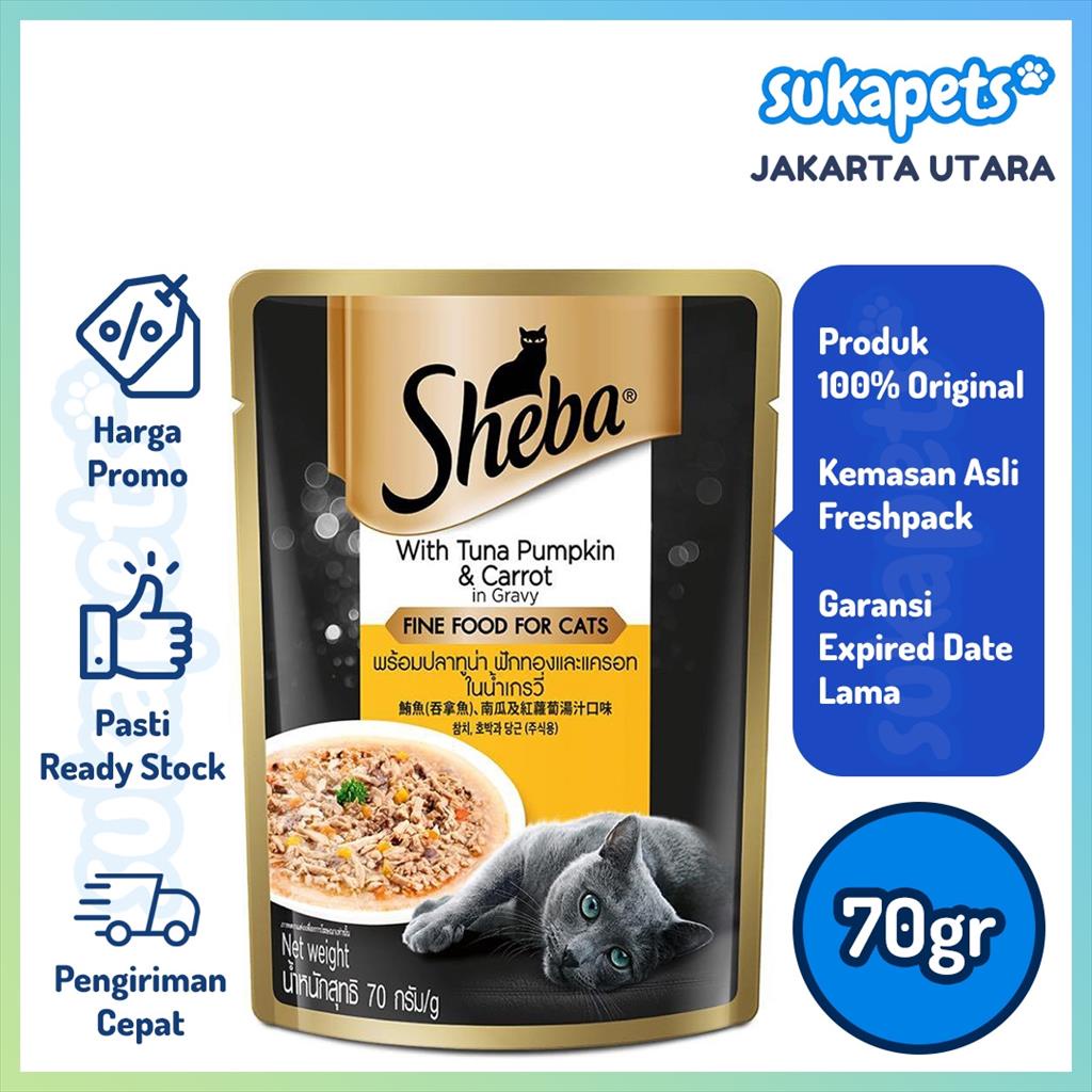 Jual Sheba Pouch Tuna Pumpkin Carrot Makanan Kucing Basah Wet Food 70gr ...