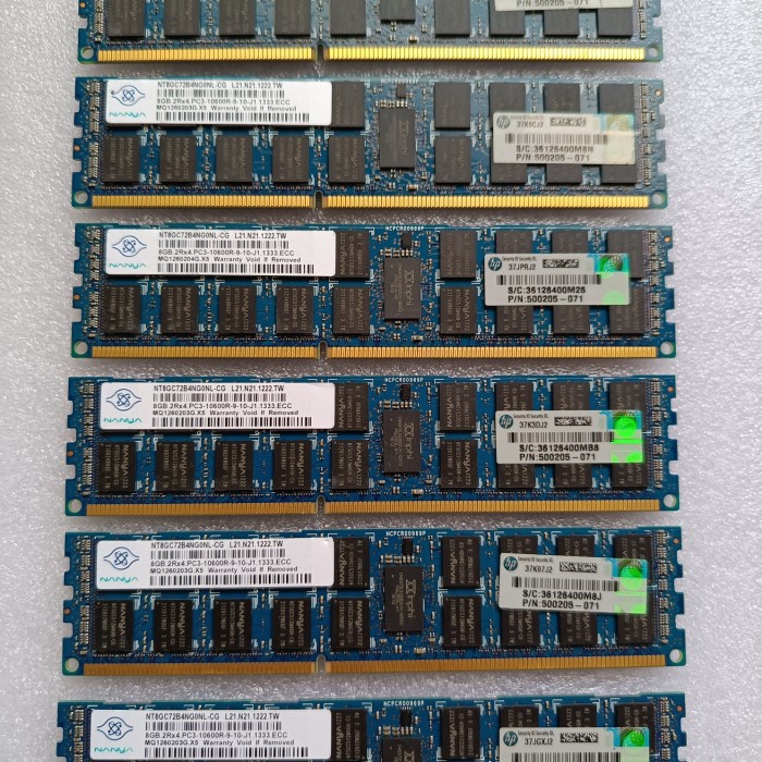 Jual memory Server DDR3 RAM 8GB 2Rx4 PC3 10600R NANYA HP P/N 500205-071 ...
