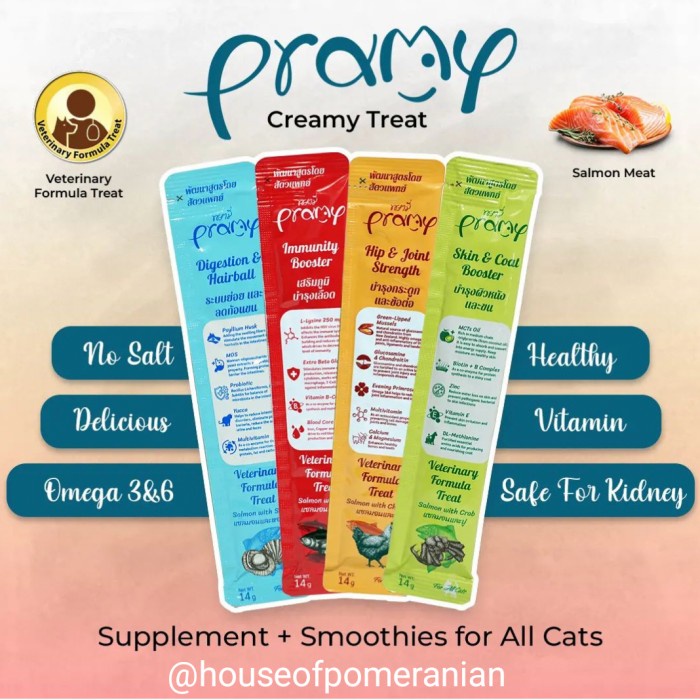 Jual PRAMY CAT WET FOOD creamy treat vitamin supplement makanan kucing ...