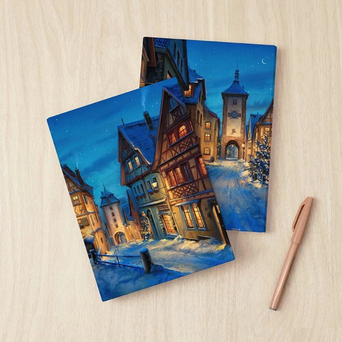 Jual Pintoo Book Cover Puzzle A5 Evgeny Lushpin Snowy Rothenburg Winter Night YA1008 | Shopee ...