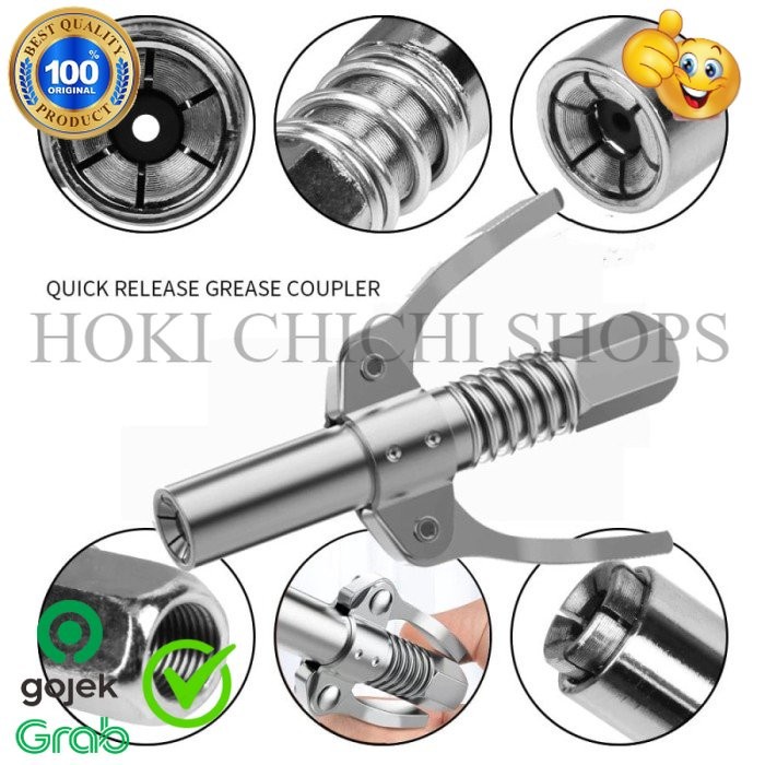 Jual GREASE COUPLE KEPALA GREASE GUN PEGANGAN GANDA KEPALA SEMPROTAN ...