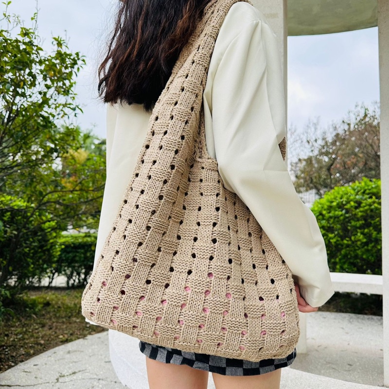 Jual Little Maple - Kina Knitted Korean Tote Bag / Tas Pantai Korea ...