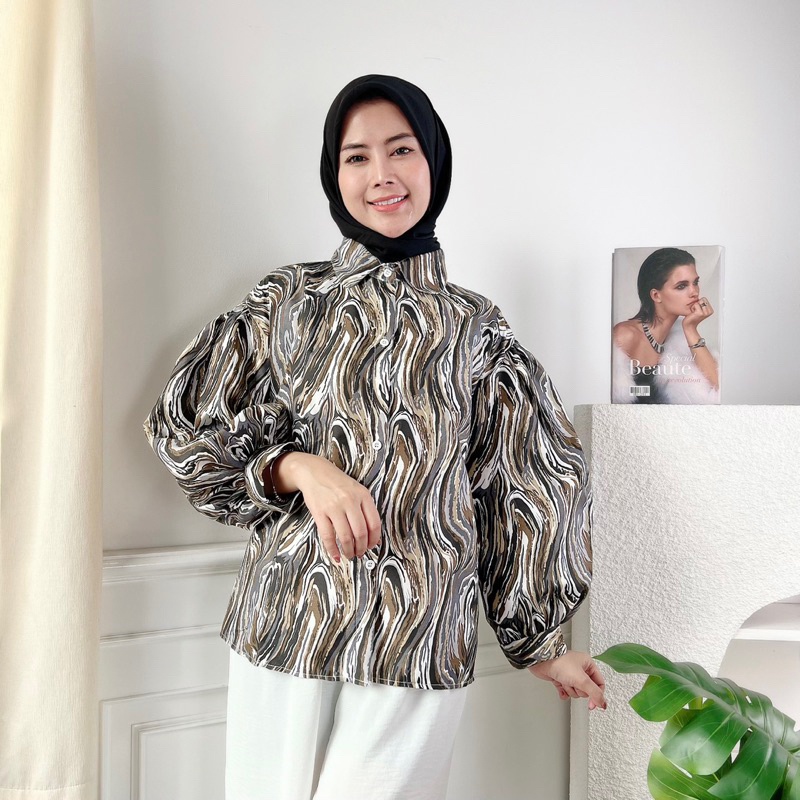 Jual ORTWO - ECT 008 JEWYZ BLOUSE KEKINIAN / Ghalaxie Marble Blouse XXL ...