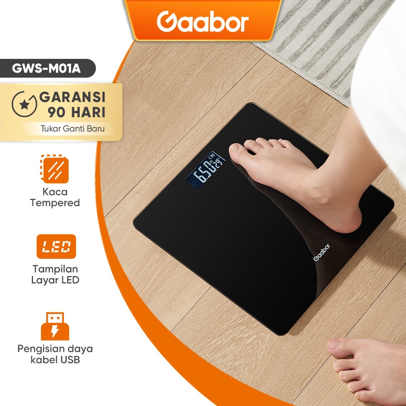 Jual (AMINA) Gaabor Timbangan Digital USB Charging Body Weight Scale ...
