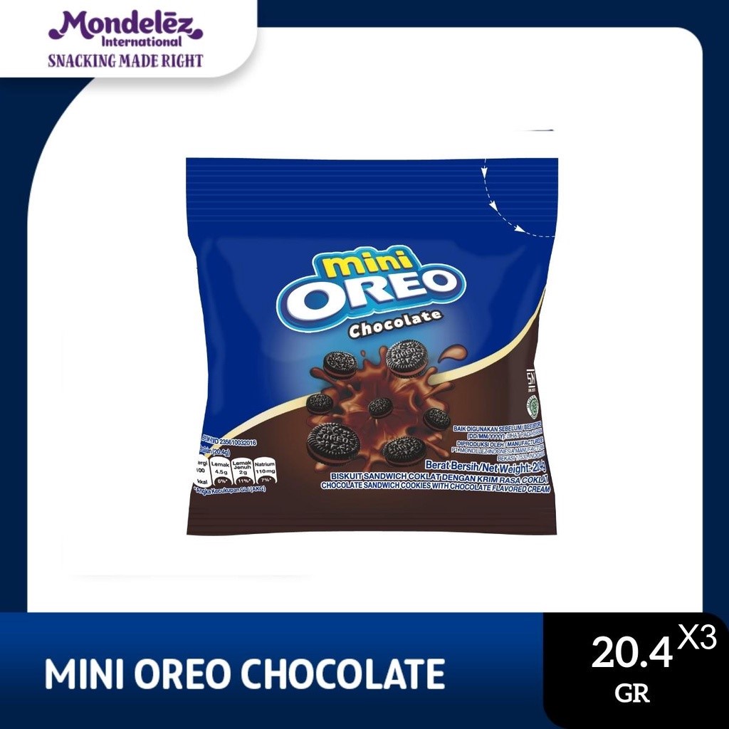 Jual Mini Oreo Biskuit Chocolate Pcs 20.4g Untuk Traveling - triple pack | Shopee Indonesia