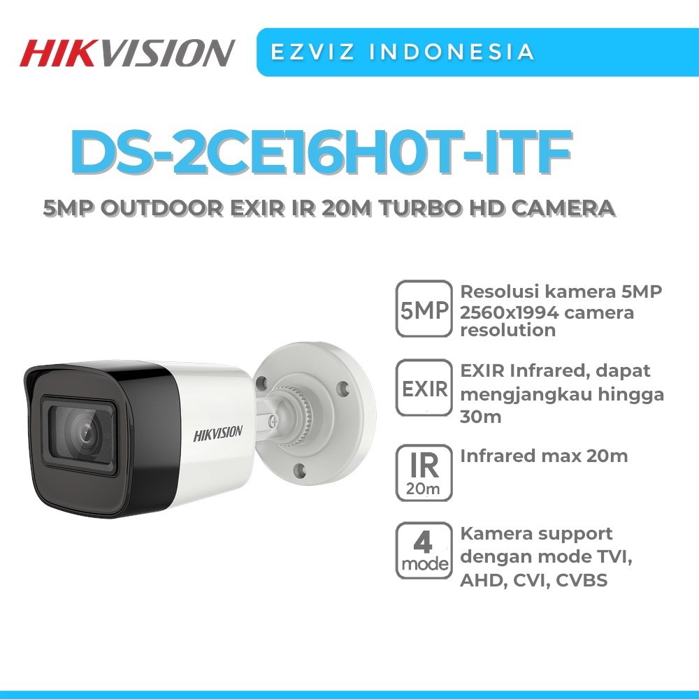 Jual HIKVISION DS-2CE16H0T-ITF 5MP OUTDOOR EXIR IR 20M TURBO HD CAMERA ...