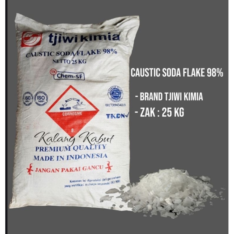 Jual Caustic Soda - Soda api - caustic Tjiwi 98% - 25 kg | Shopee Indonesia