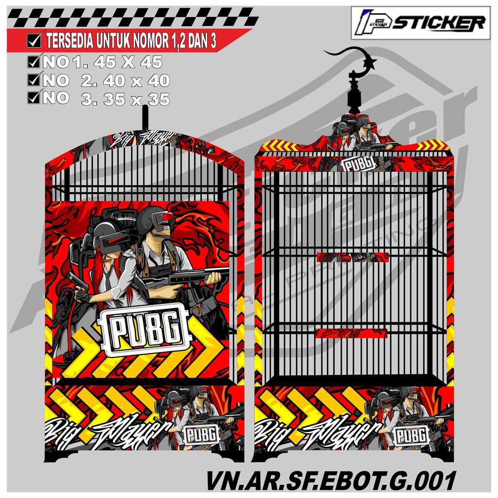 Jual Stiker Decal Kandang Ebod Kotak / Dekal Sangkar Burung Kotak Model Ebod, BnR, Kosan PUBG (G ...