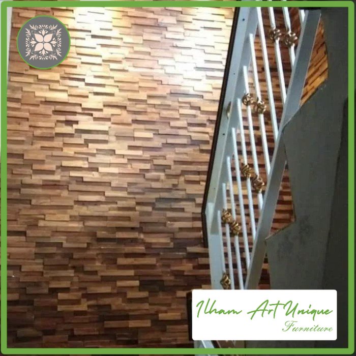 Jual dinding kayu jati cladding interior panel wall panel | Shopee ...