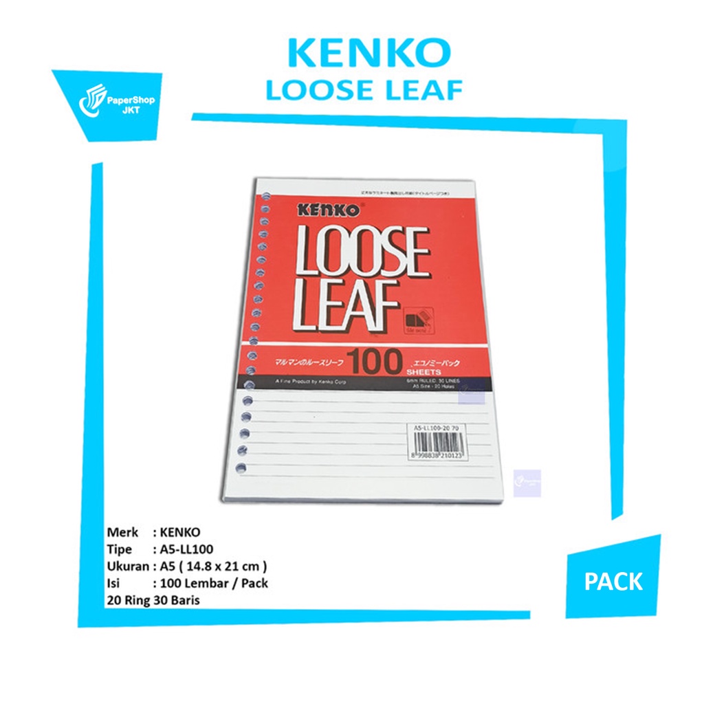 Jual KENKO - Loose Leaf Kertas File A5-LL100 lembar - Pack | Shopee ...
