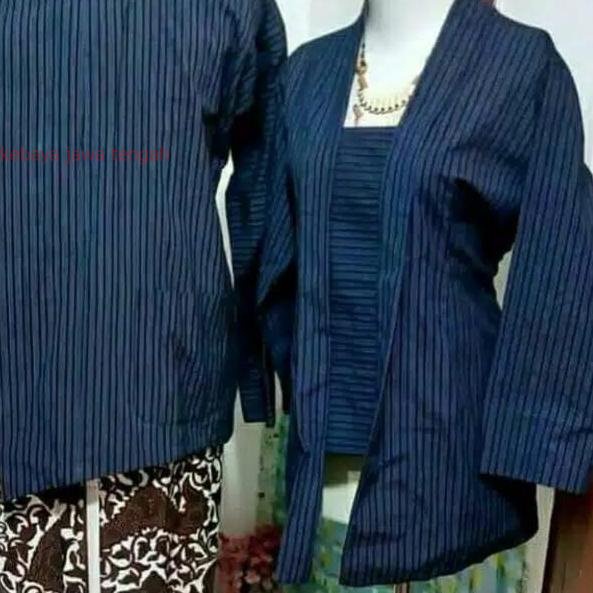 Jual Kebaya dan Sorjan Lurik Diskon Viral BAJU COUPLE SURJAN KEBAYA LURIK BIRU BAJU LURIK ADAT ...