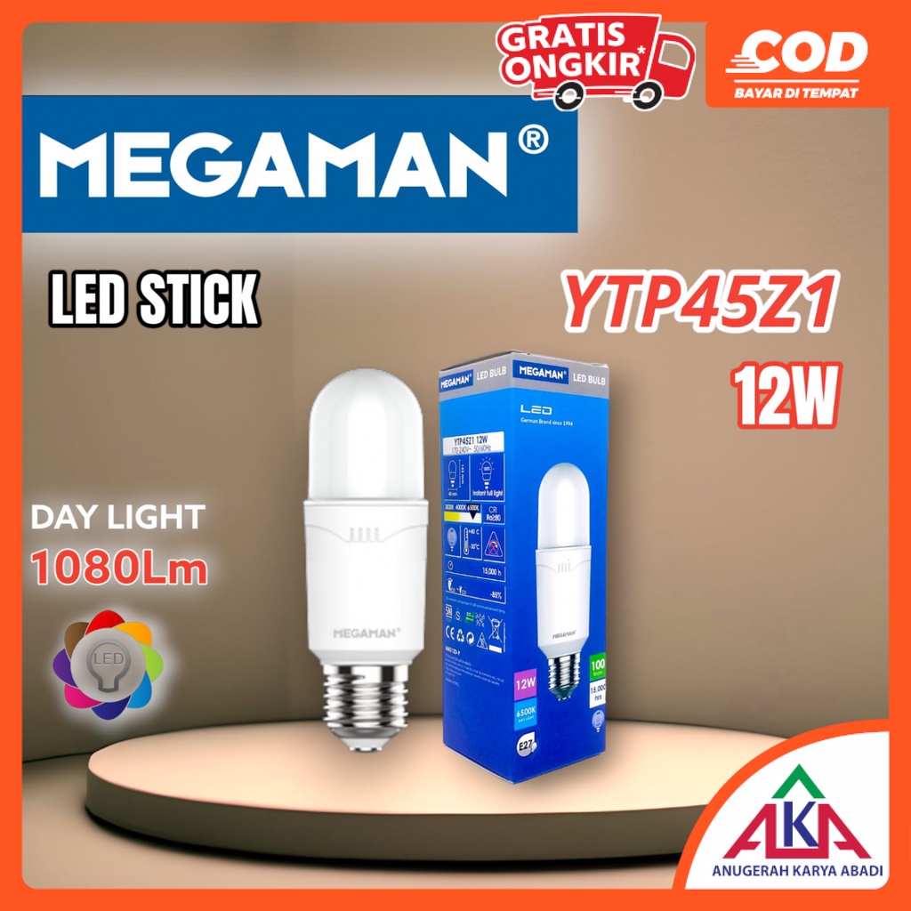 Jual MEGAMAN Bohlam Lampu LED STICK P Bulb 12 Watt Daylight Putih | Shopee Indonesia