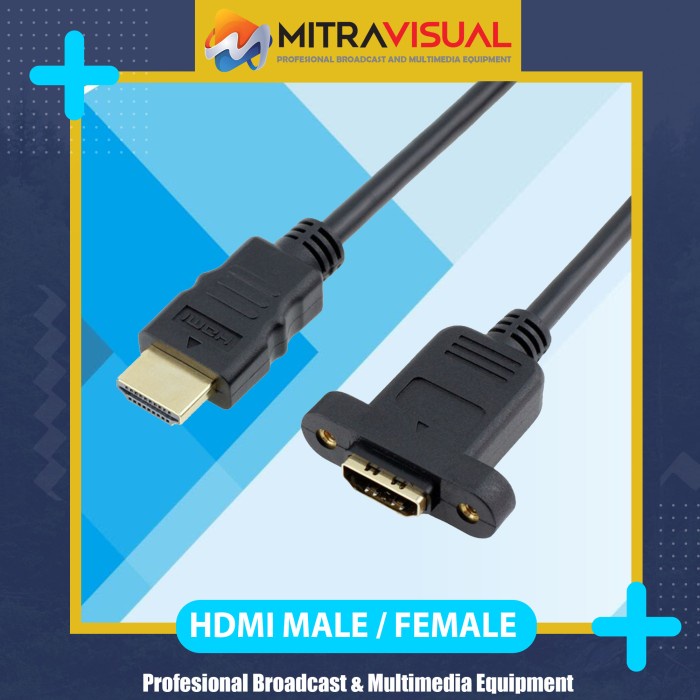 Jual HDMI 14 Male to Female Panel Cable 50cm High Quality CODE E | Shopee Indonesia