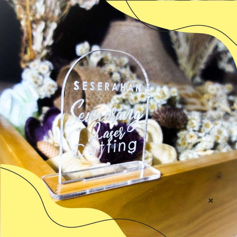 Jual Mini Stand Akrilik Gravir untuk label mahar atau seserahan ...