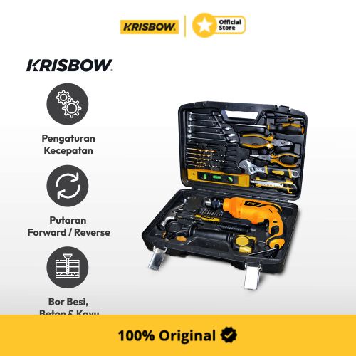 Jual Krisbow Impact Drill Set Bor Listrik Beton 600W 37 Pcs | Shopee ...