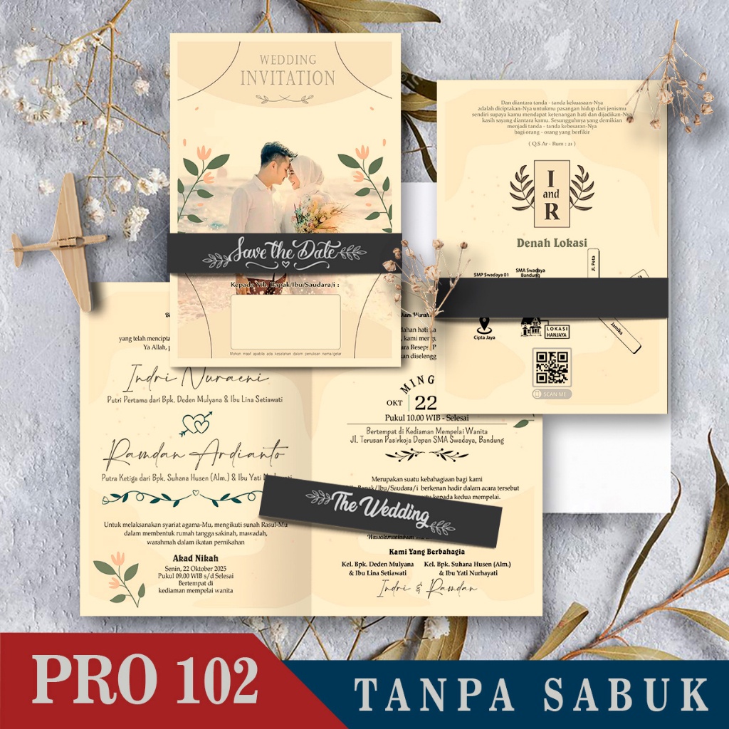 Jual Kode Toko: S13 - 50 Desain Undangan Lipat 2 Plus Sabuk Kertas ...