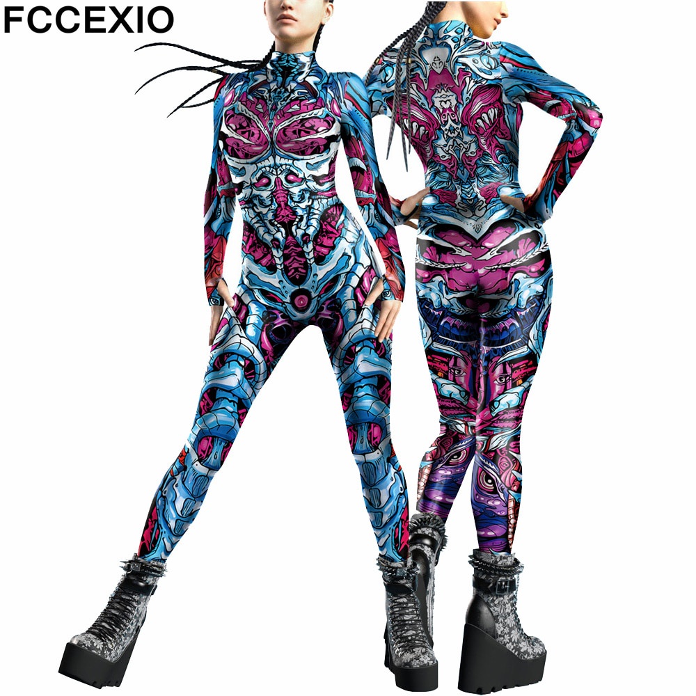 Jual PREORDER FCCEXIO Colored Demon Skeleton 3D Print Women Sexy ...