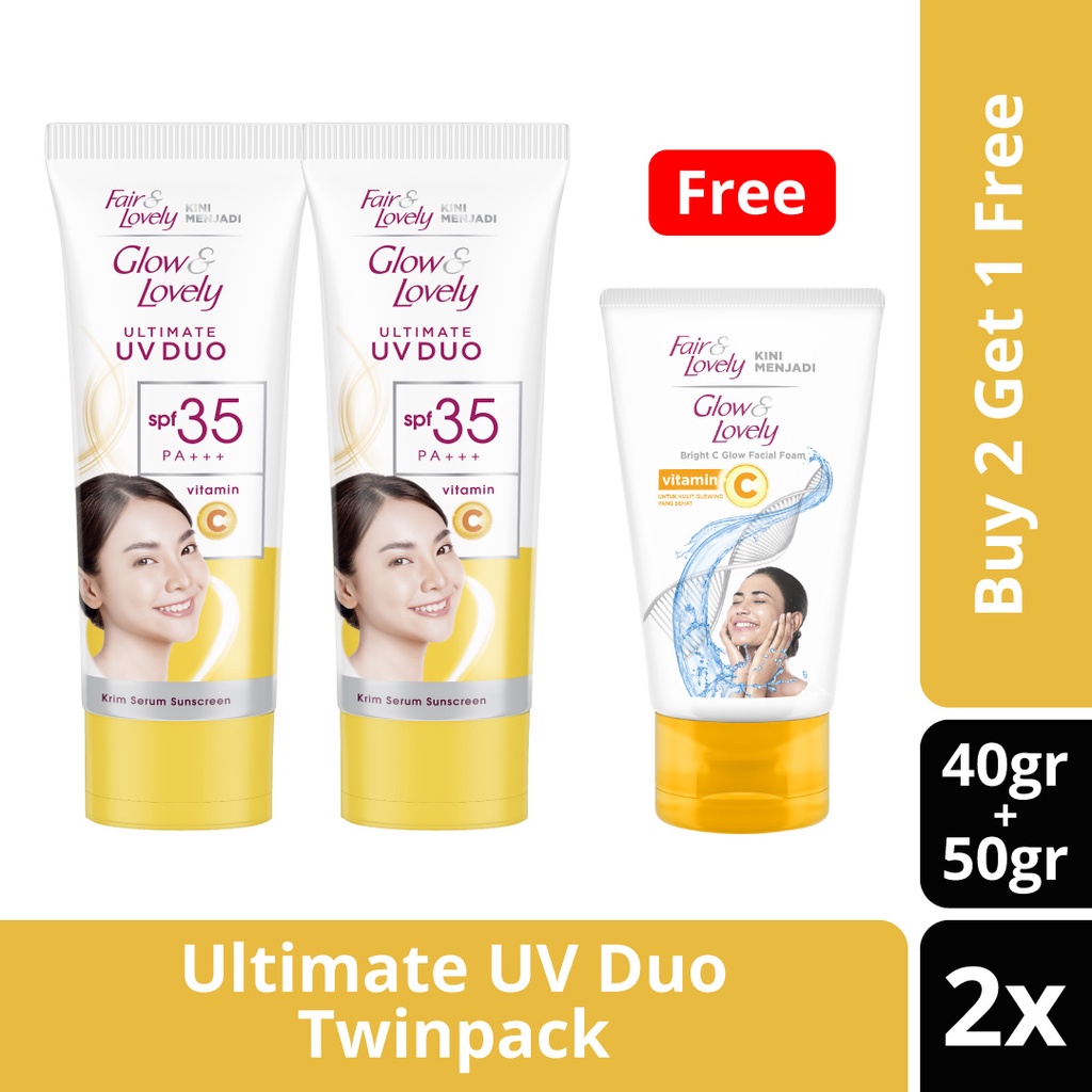 Jual Buy 2 Glow & Lovely Ultimate UV Duo Krim Vit C 40g FREE Glow & Lovely Bright Vit C Facial ...