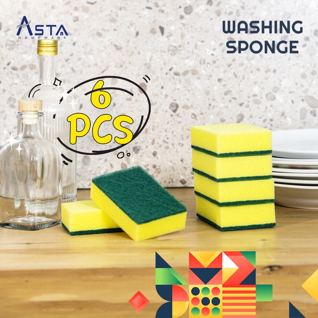 Jual Spons Cuci Piring Washing Sponge Busa Banyak - Isi 6 pcs - Lebih ...