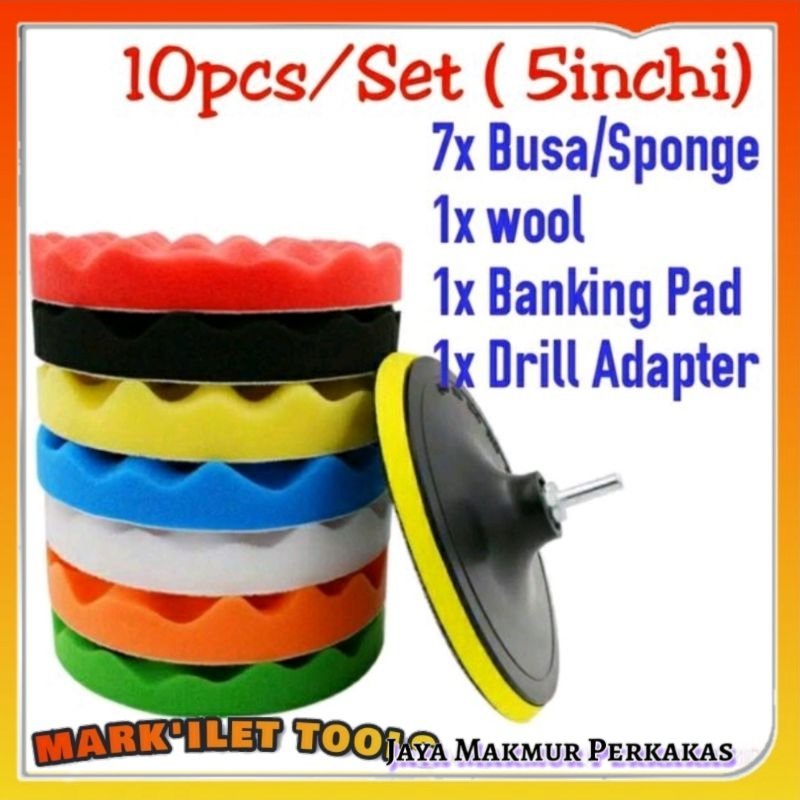 Jual Alat poles Set Poles polish polishing pad kit 5 inch mobil motor ...