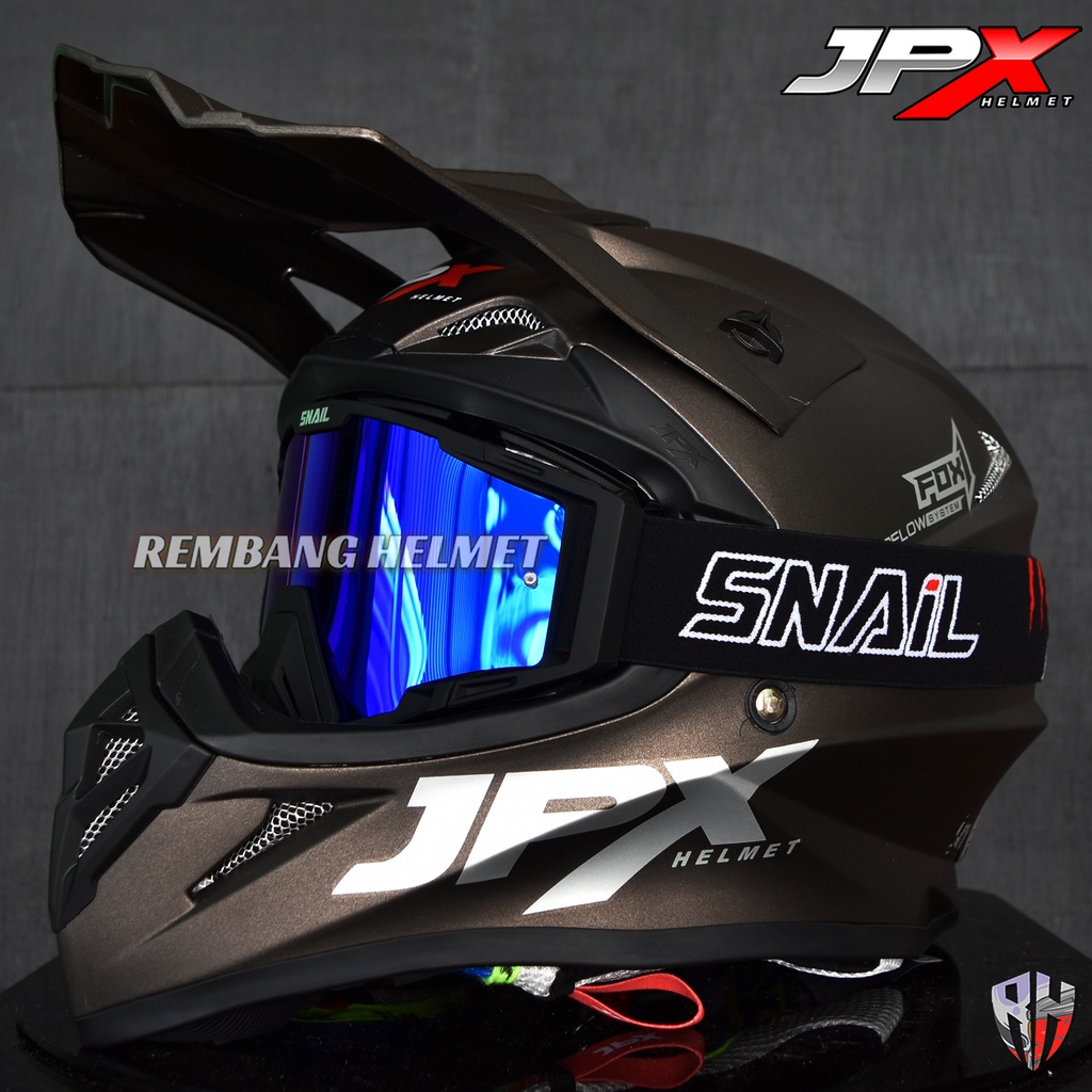 Jual HELM JPX CROSS FOX1 SOLID GUNMETAL DOFF PAKET GANTENG GOOGLE SNAIL ...