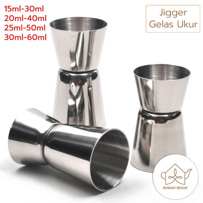 Jual Jigger Stainless Steel - Pengukur Volume Cairan Jiger - Gelas Ukur 15-30ml 20-40ml 25-50ml ...