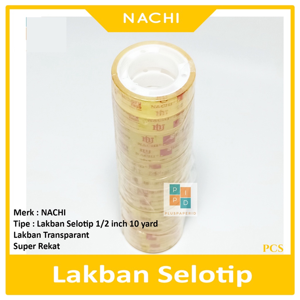 Jual Nachi - Selotip Lakban 1/2 inch x 10 yard Bening - Roll | Shopee ...
