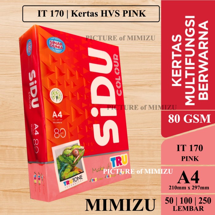 Jual SIDU Kertas HVS Warna A4 80 Gsm IT 170 PINK (Merah Muda) | Shopee ...
