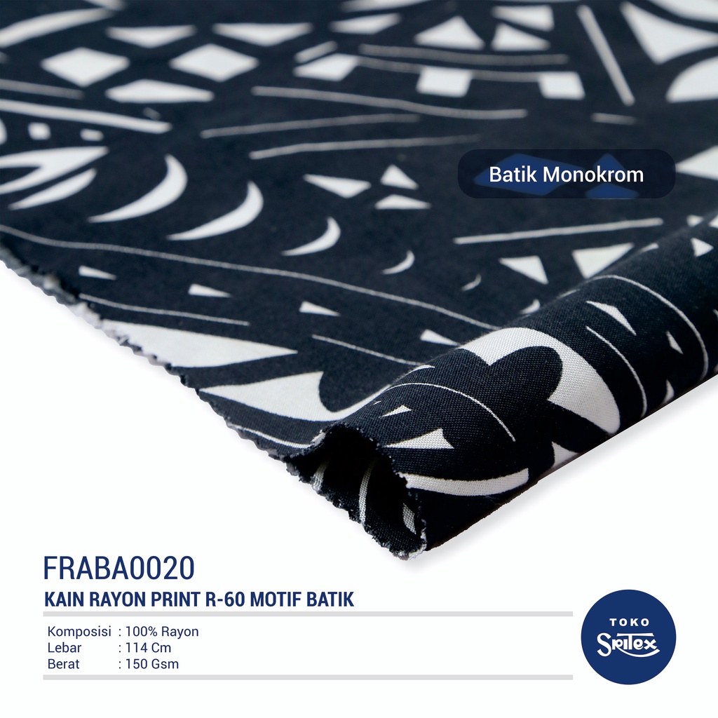 Jual Toko Sritex Kain Rayon Print Batik Monokrom Premium Ekspor, R60 ...