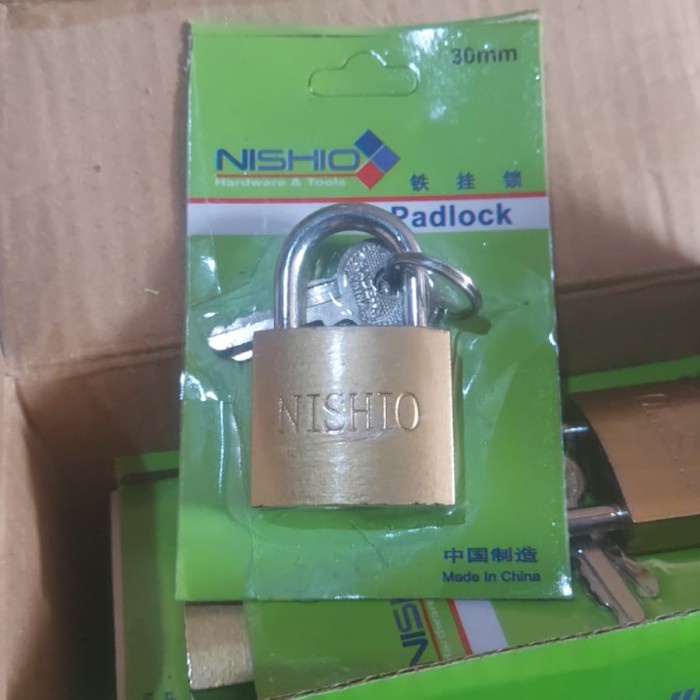 Jual Gembok kuning press NISHIO 30mm / Gembok kuning murah bagus 30 MM ...