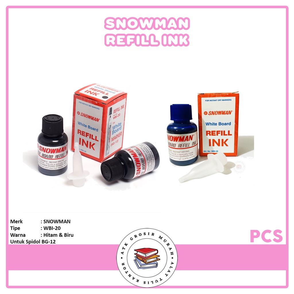 Jual SNOWMAN - Tinta Spidol Whiteboard White Board Marking INK - Pcs ...