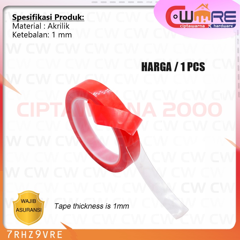 Jual Perekat Double Tape Acrylic Adhesive Transparent Sticker - 50mm x ...