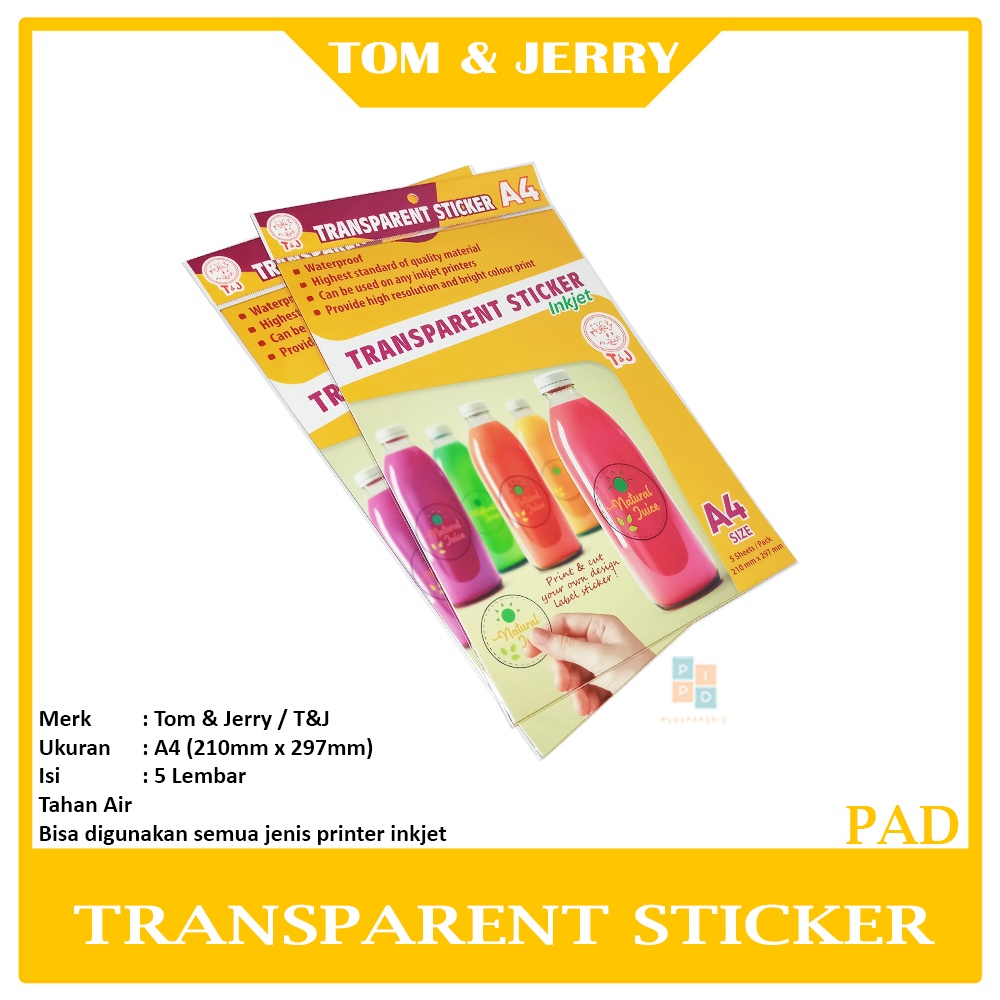 Jual TOM & JERRY - Label Ukuran A4 Transparent Sticker - Pad | Shopee ...