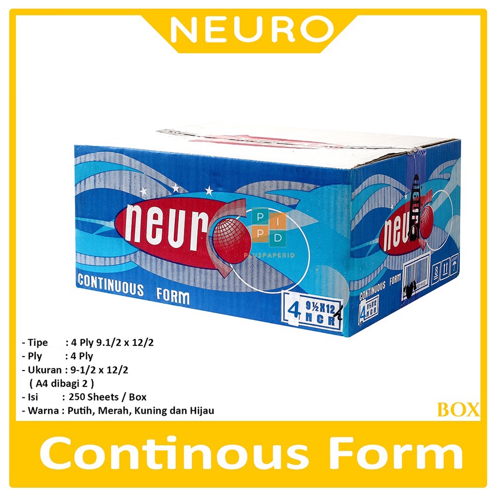 Jual NEURO - Continous Form 4 Ply 91/2 x 12/2 ( A4 dibagi 2 ) Ncr - Box ...