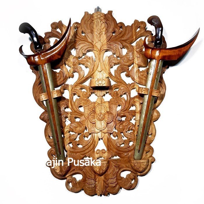 Jual Blawong Tempat Keris Tempel Dinding Isi 3 Ukir Kembang Paling ...