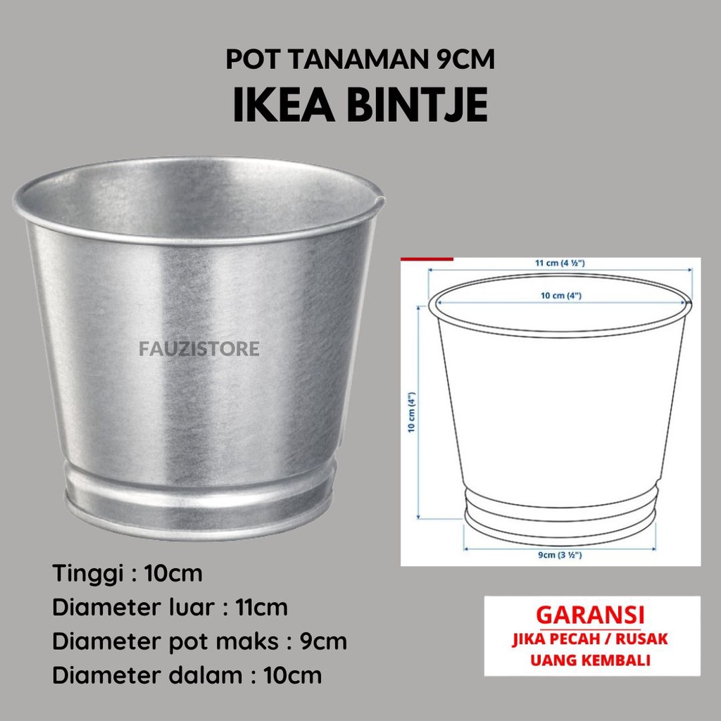 Jual Pot Tanaman Diameter 9cm IKEA BINTJE Vas Bunga Bahan Alumunium ...
