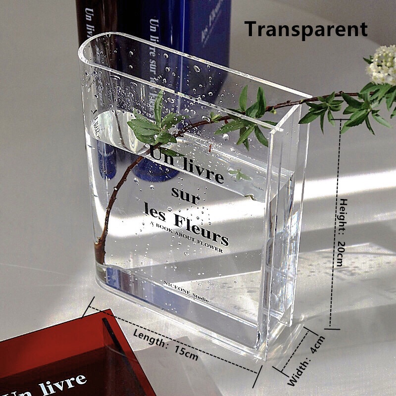 Jual Vas Buku Acrylic Vase INS Flower Bunga Transparan Dekorasi Rumah ...