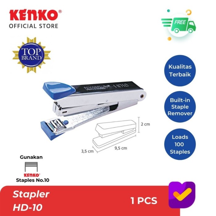 Jual Stapler Kenko Staples Penjepit Perekat Kertas HD-10 Satuan Warna ...