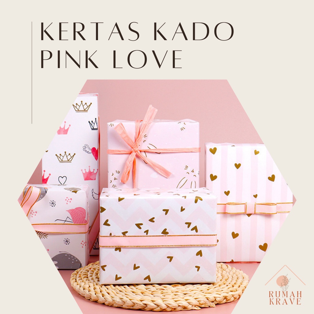 Jual RUMAH KRAVE - Kertas Kado Pink Love Hati Lucu | Shopee Indonesia