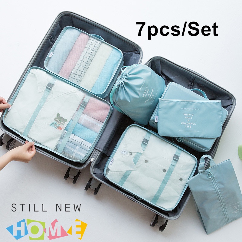 Jual 8pcs/Set Tas Travel Organizer Storage Bag /Tas Koper Polos/8 in1 ...