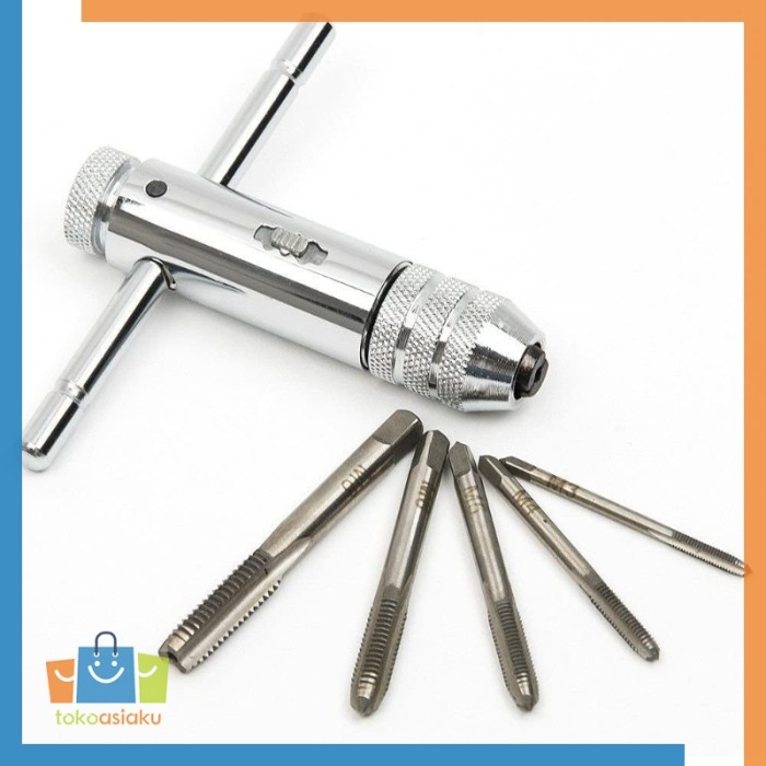 Jual Set Hand Tap Pembuat Drat Ulir M3-M8 Dengan Gagang Rachet WO-8 | Shopee Indonesia