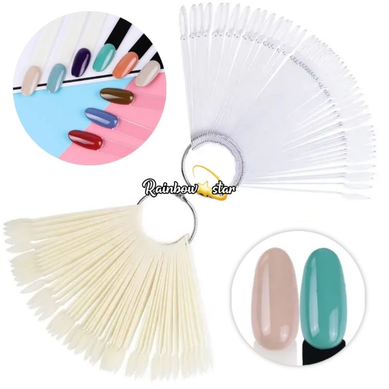 Jual Display Kuku Palsu Oval / 50pcs Color Chart Ring Display/ Ring ...