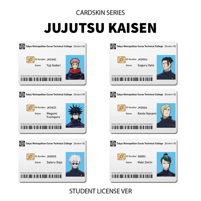 Jual Stiker Card skin Jujutsu Kaisen Student ID E-Money ATM | Shopee ...